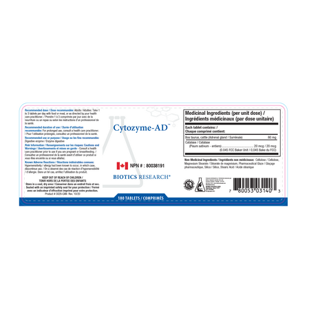 Cytozyme-AD (Neonatal Adrenal) - Biotics Research - Energie PLP ...