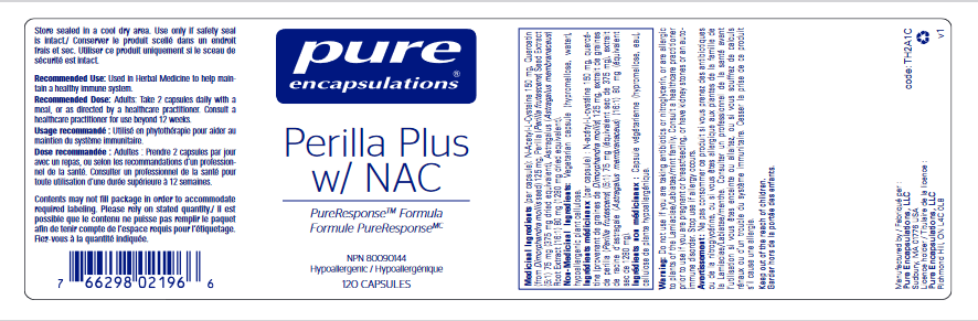 Perilla Plus w/ NAC - Pure Encapsulations - Energie PLP - Supplements ...
